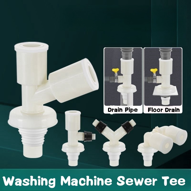 【YHD】Washing Machine Drain Pipe Three-way Washbasin Sewer Tee PVC ...