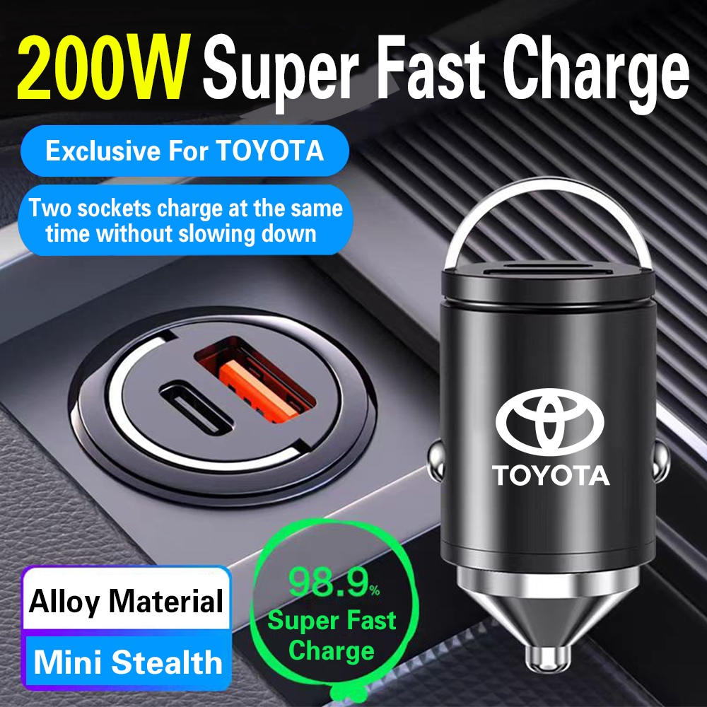 For TOYOTA Car Phone Quick Charger 200W Type C PD QC3.0 USB Dual Ports ...