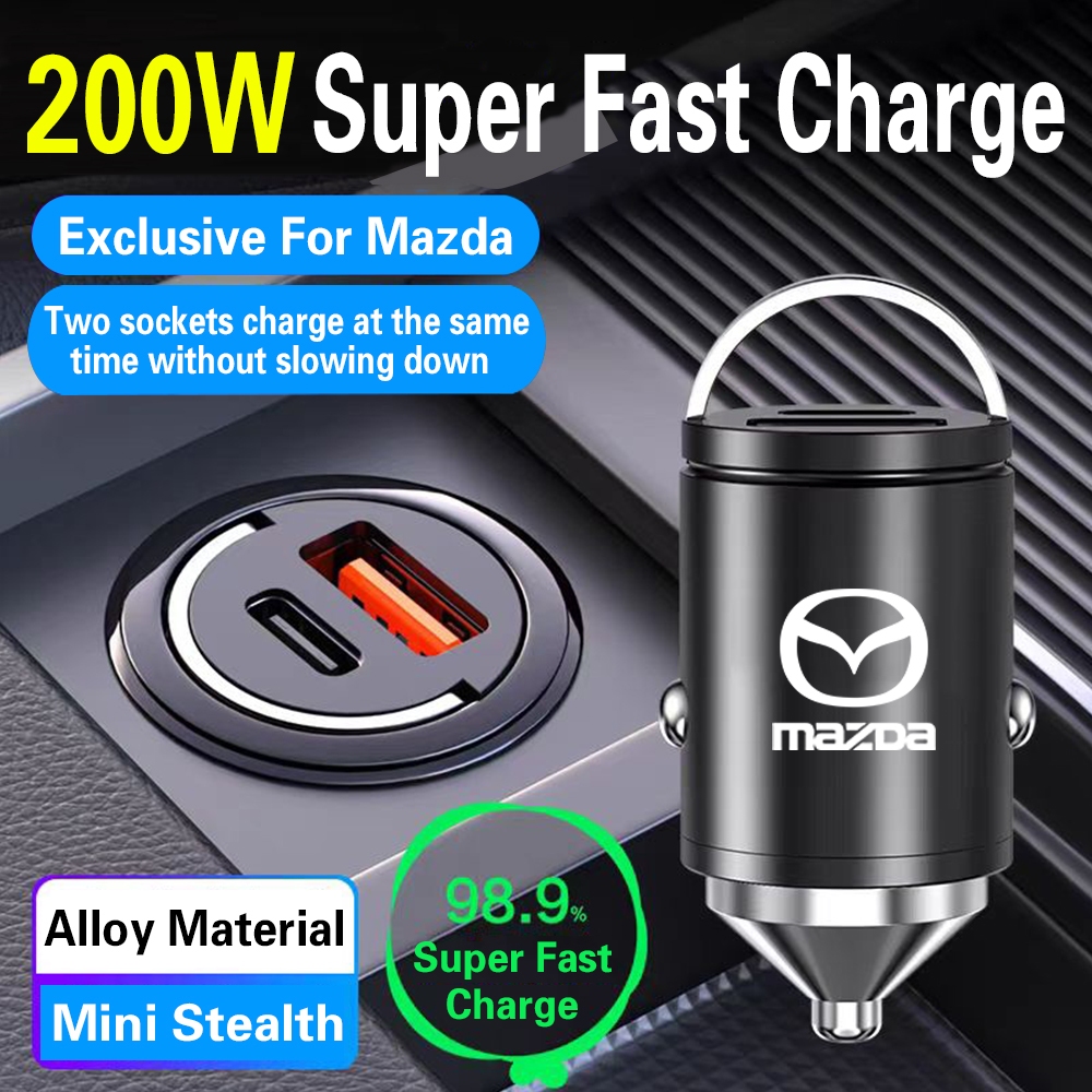 For Mazda Car Phone Quick Charger 200W Type C PD QC3.0 USB Dual Ports ...