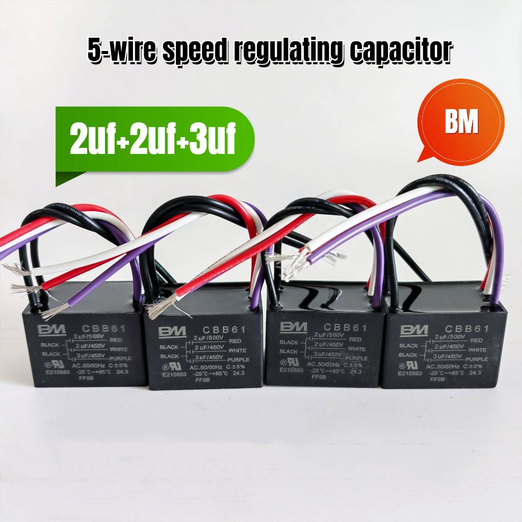 Bm CBB61 5-Wire Capacitor 2+2+3UF 2+2+4UF Fan Speed Regulating ...