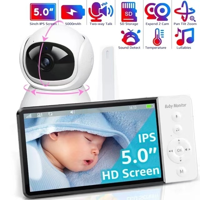 Baby Monitor Scurity Potection Cmera for Kids 5"IPS Screen 5000mAh ...