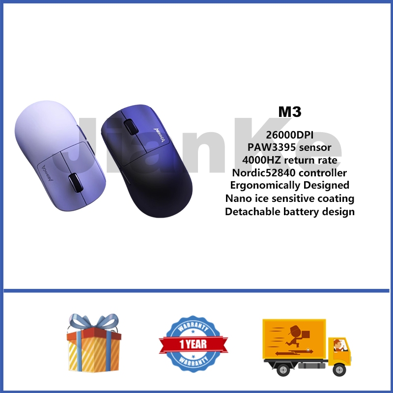 Monka M3 Wireless Mouse PAW3395 26000DPI Lightweight Three Mode Gaming ...