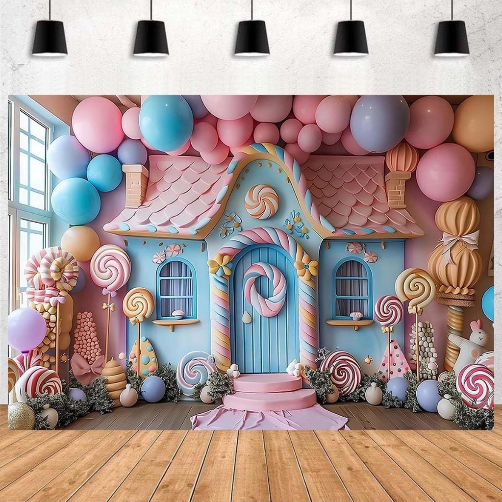 7x5ft Candyland Sweet Candy House Photography Backdrop Donut Sweet One ...