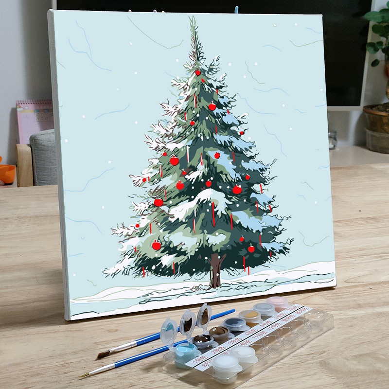 Digital Oil Painting Christmas Tree Children Coloring Oil Painting ...