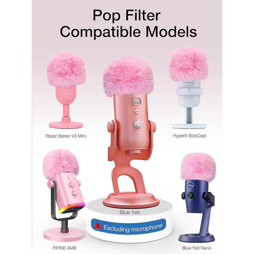 Blue Yeti Pop Filter, Universal Furry Windscreen Muff windshield for ...