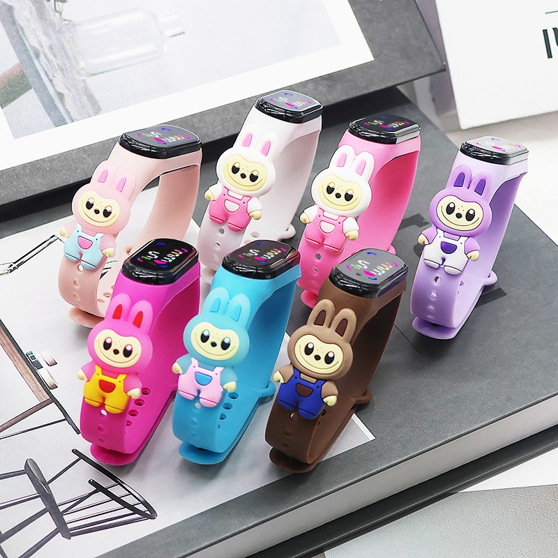 Cartoon Labubu Doll Electronic Watch Student Sports LED Touch ...