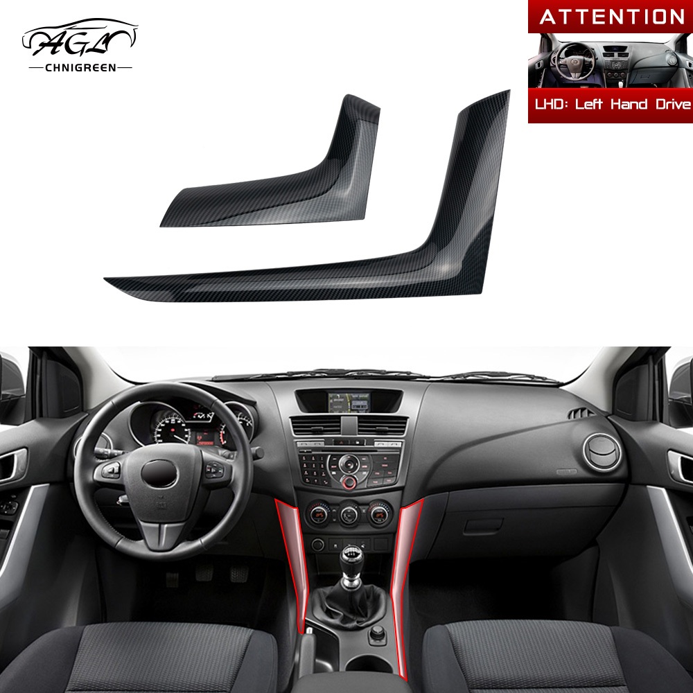 2pcs Center Console Decorative Trim ABS Carbon Fiber Color For LHD RHD ...