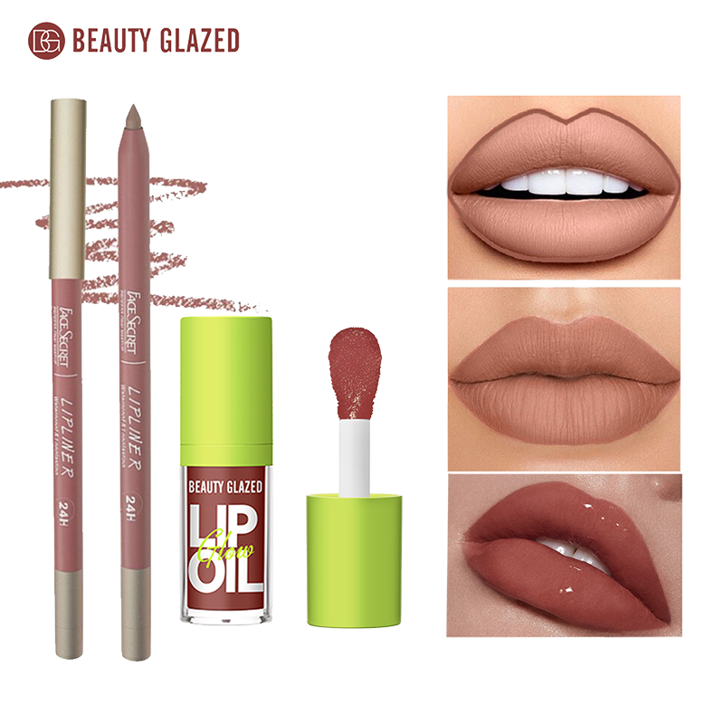 BEAUTY GLAZED Lip Liner and Lip Oil Set Waterproof Matte Velvet ...