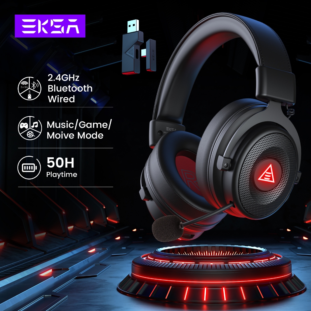 EKSA E900 BT 2.4GHz Wireless+3.5mm Wired Gaming Headphones Bluetooth 5. ...