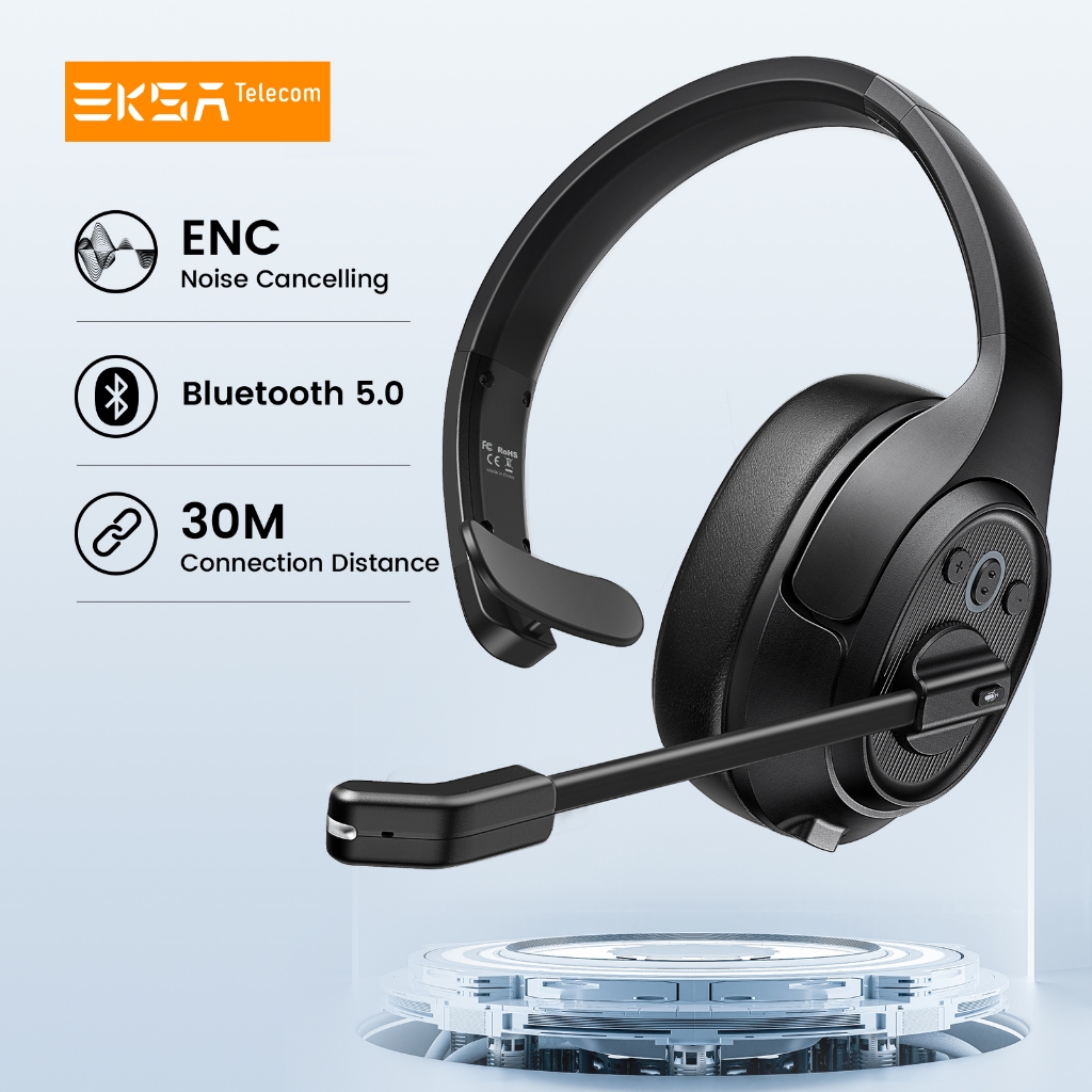 EKSA H1 Bluetooth Wireless Headphones Mono Headset with ENC Noise ...