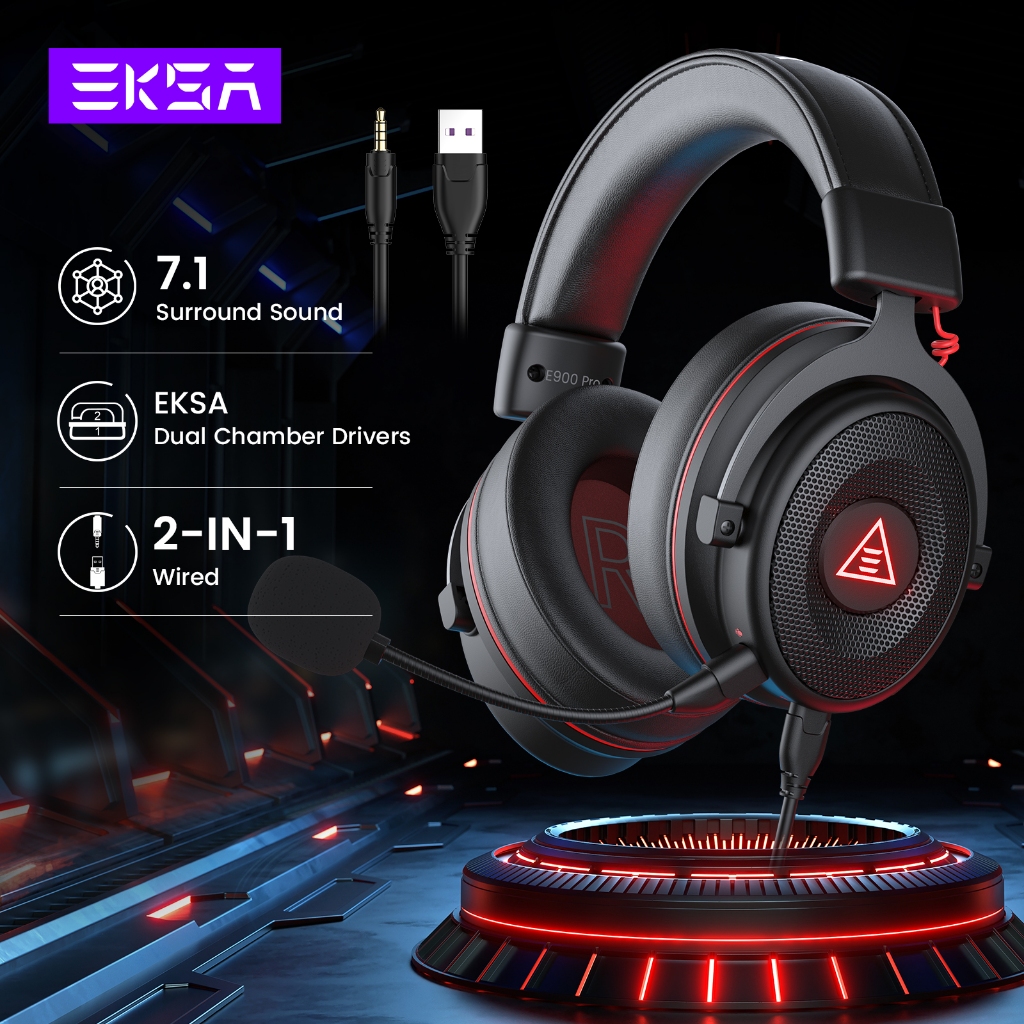 EKSA E900 PRO Upgraded PC Gaming Headphones Over-Ear 7.1 Wired Headset ...