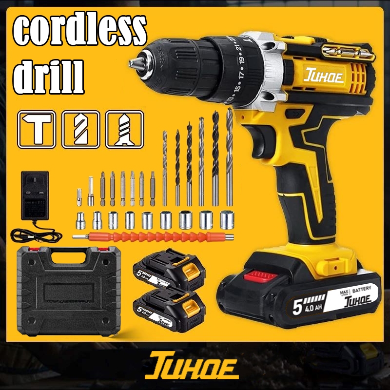 【READY STOCK】Drill Cordless Set Drill Battery Hand Drill Impact Drill ...