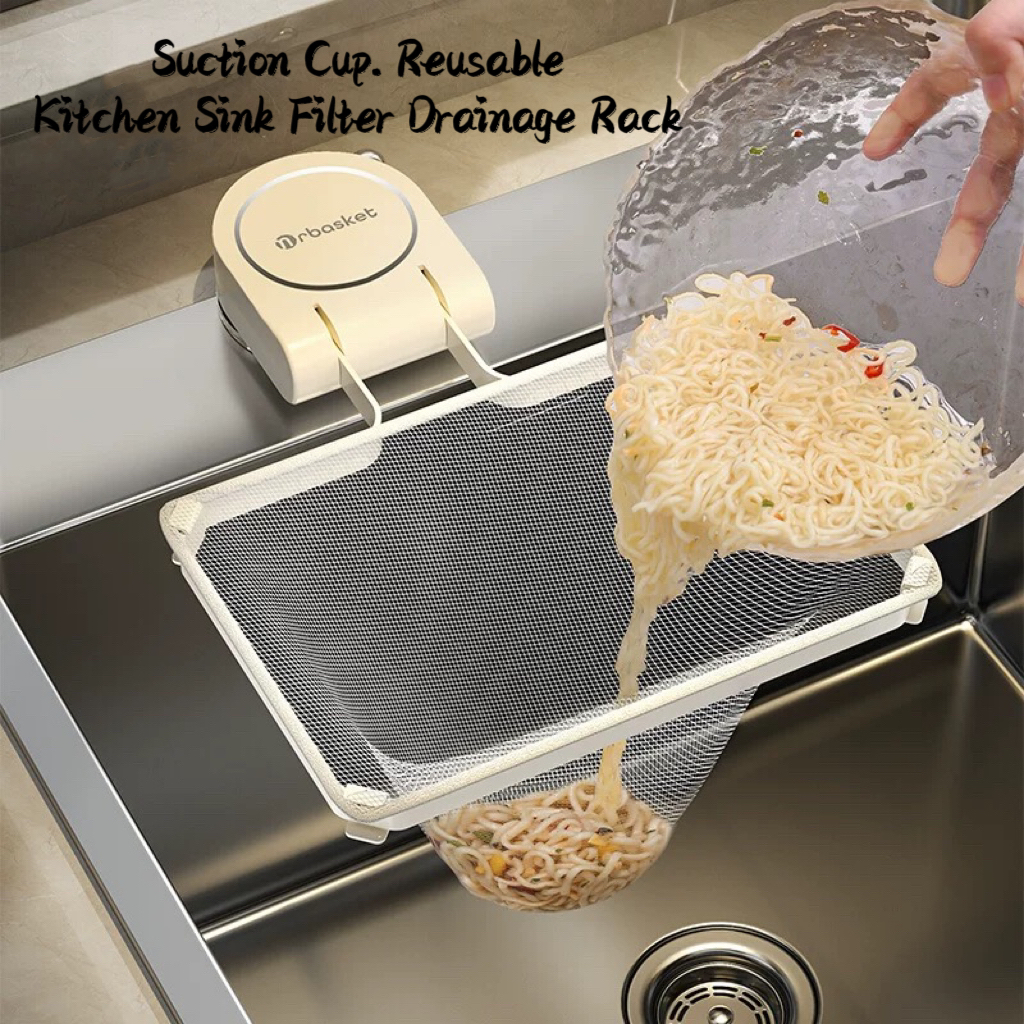 Suction Cup Kitchen Sink Filter Drainage Rack with Disposable Filter ...