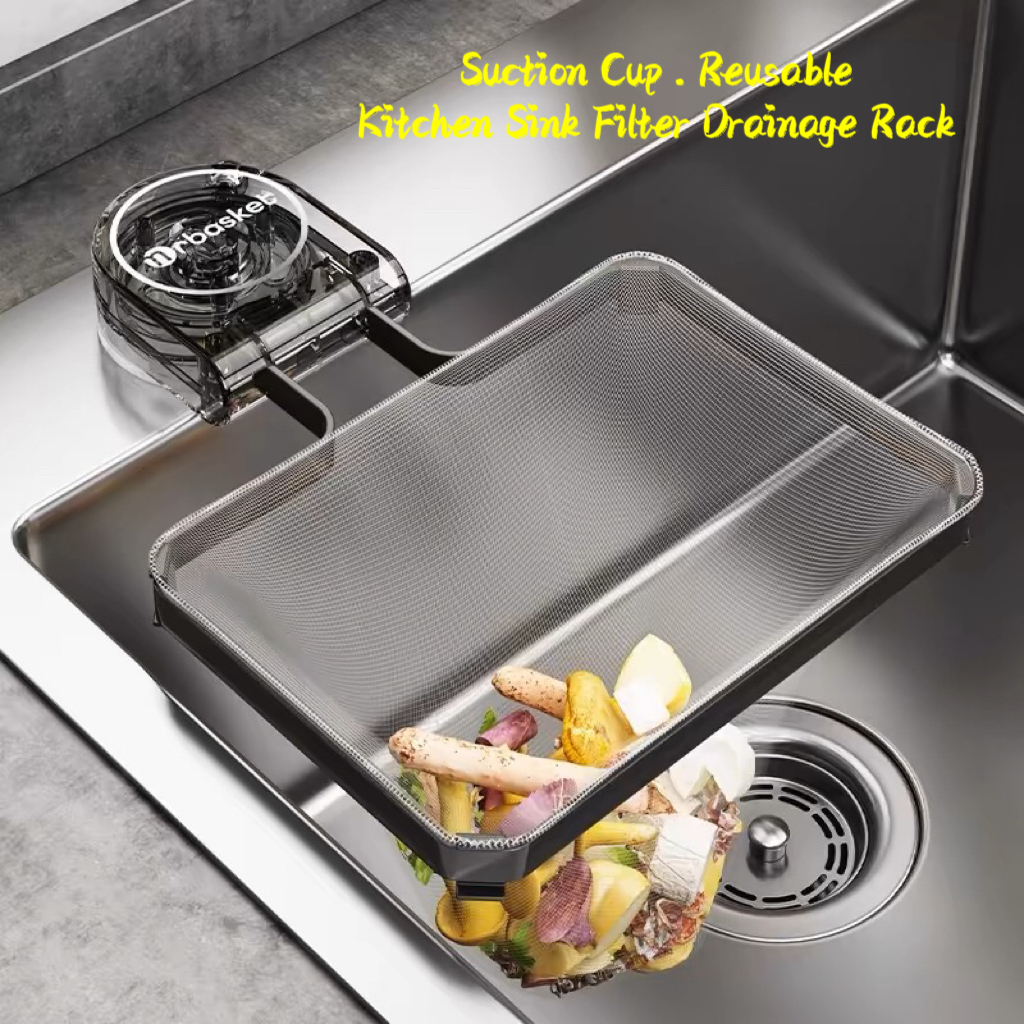 Suction Cup Kitchen Sink Filter Drainage Rack with Disposable Filter ...