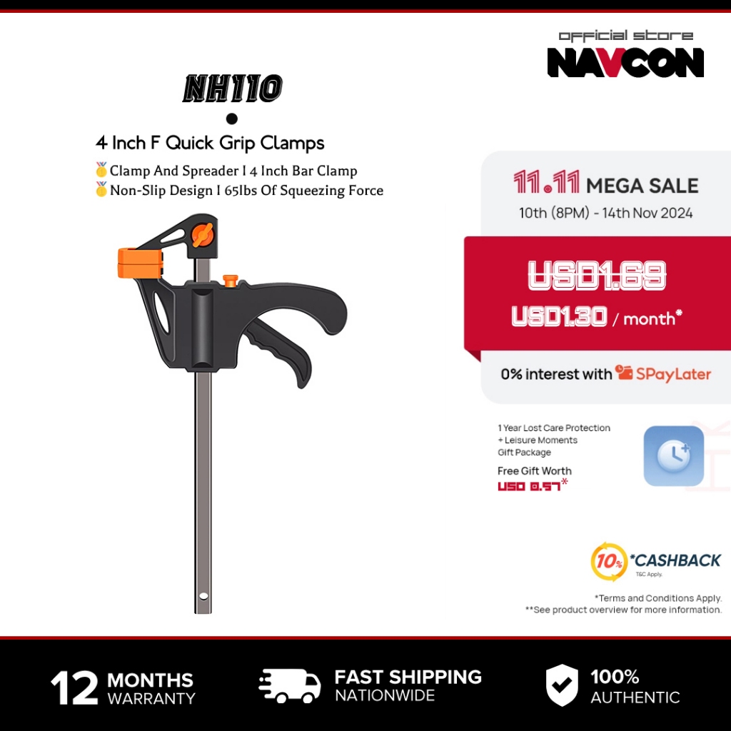 Navcon 4inch F Clamps Bar Clamps for Woodworking Quick Grip Clamps ...