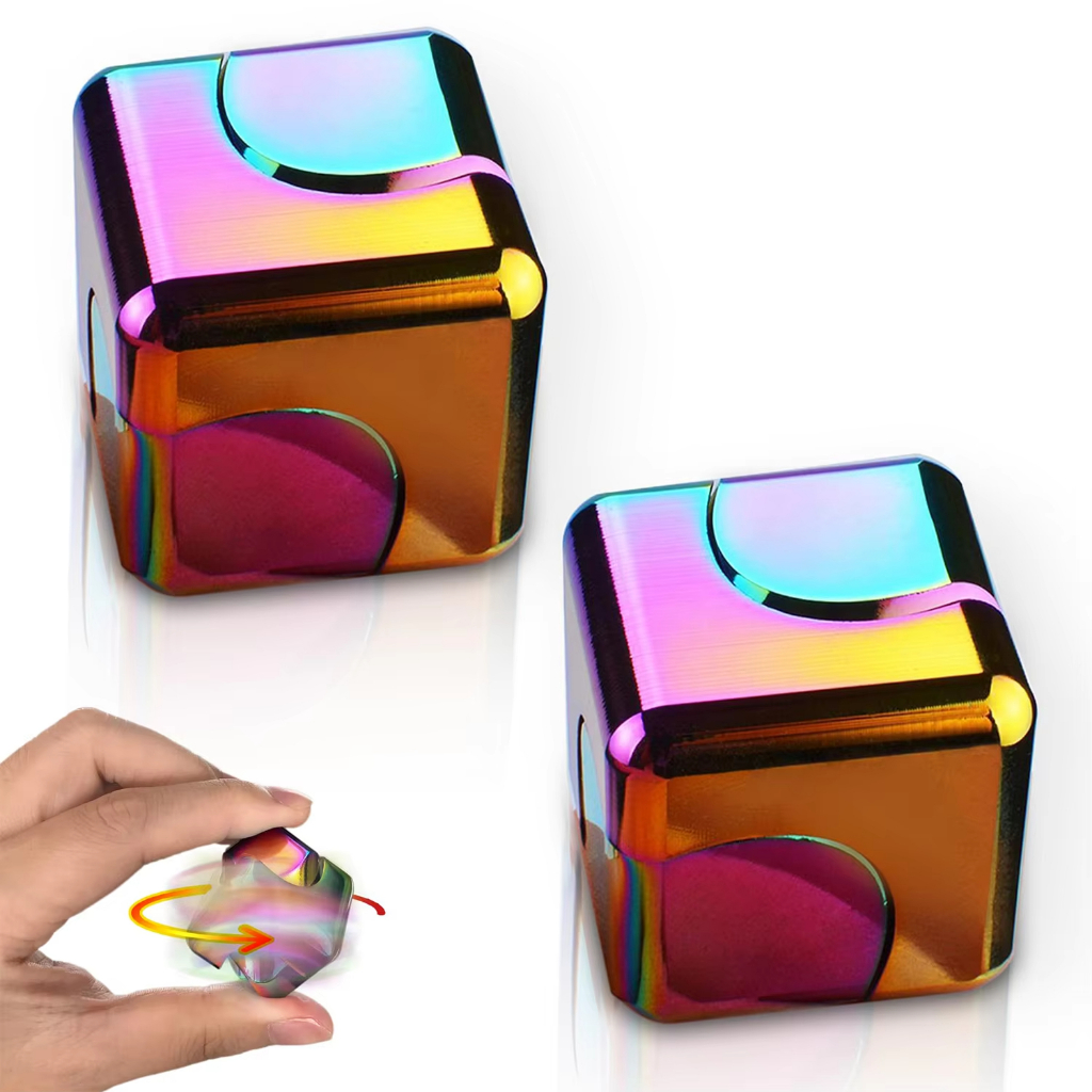 Metal Cube Rotating Fingertip Gyroscope Fidget Anti Stress Toys Adult ...