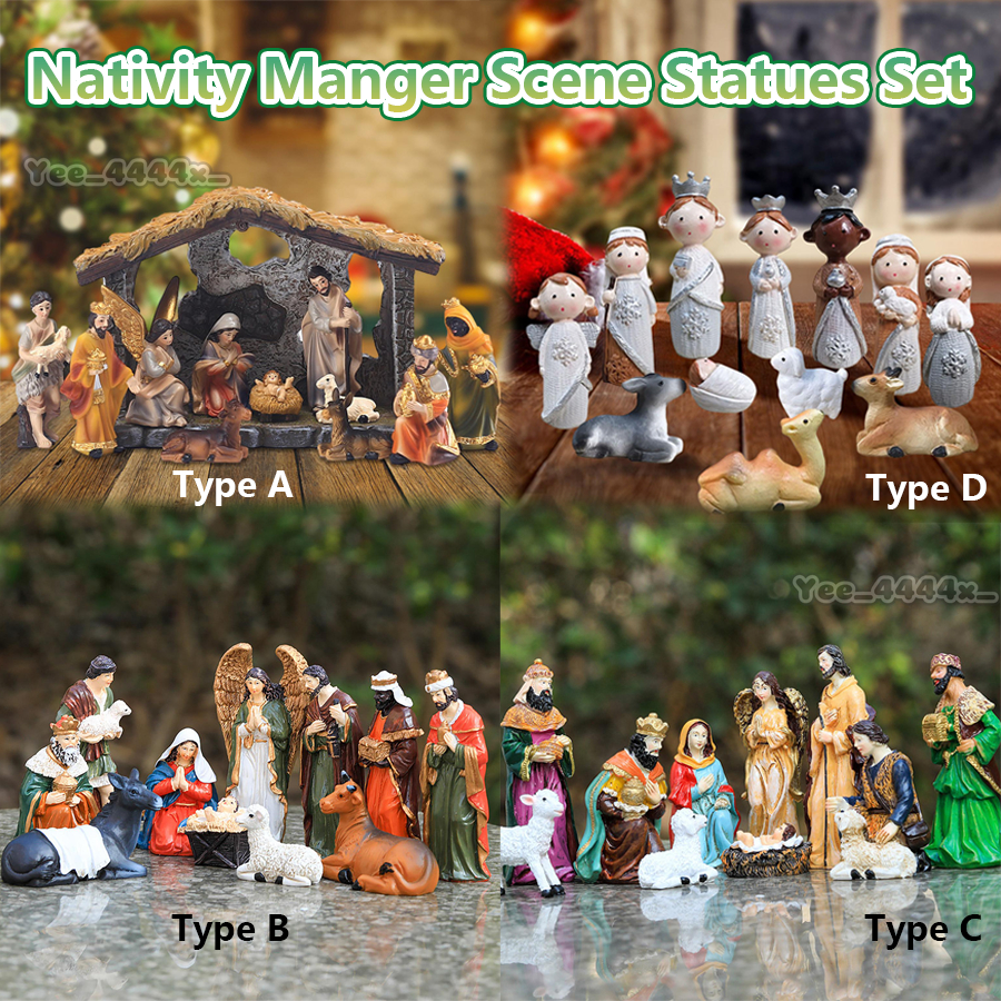 Nativity Scene Sets 9/11/12 Pieces Christmas Nativity Set Manger Scene ...