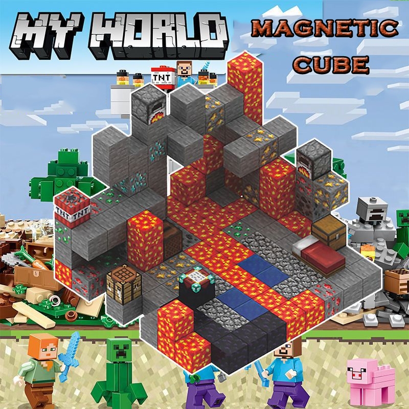 Minecraft Magnetic Cube Building Block Toy Magnet Cube Assembling ...