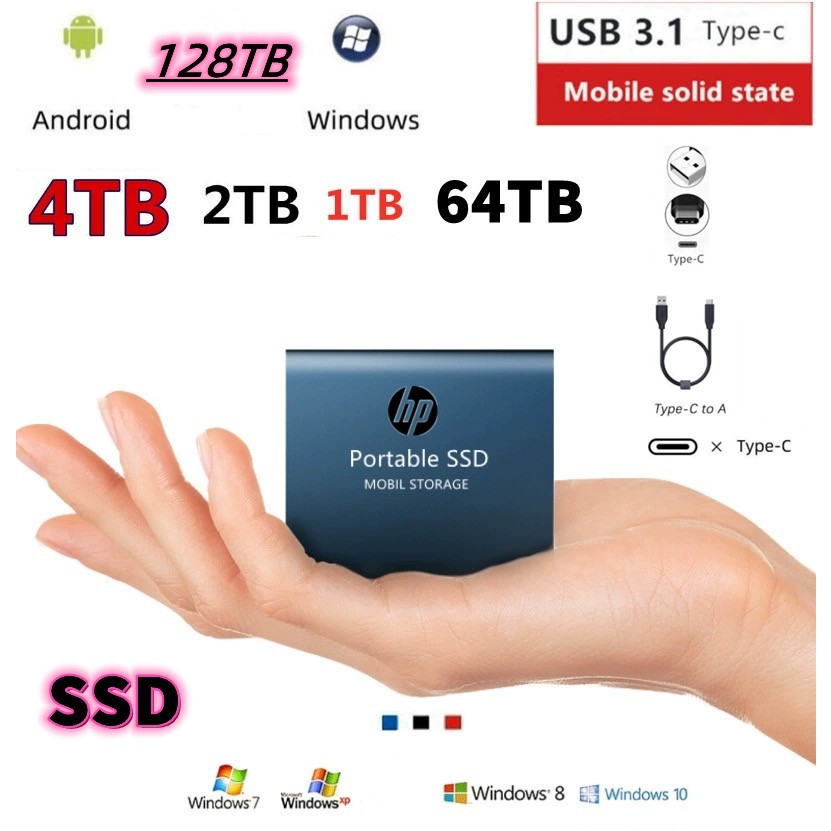128TB Portable SSD 64TB External Hard Disk 32TB flash drive for Data ...