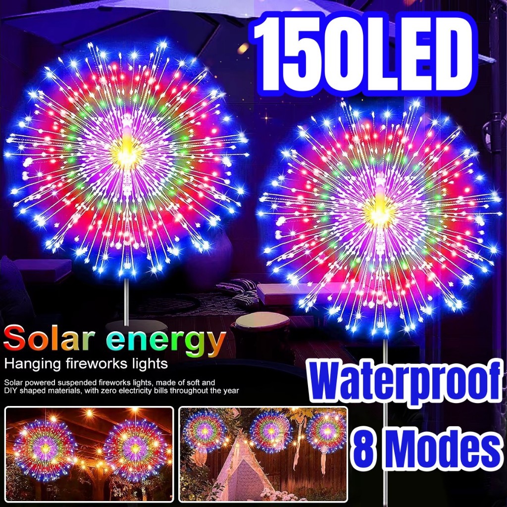 150LED lampu solar outdoor waterproof Fireworks Lights 8 Modes for ...