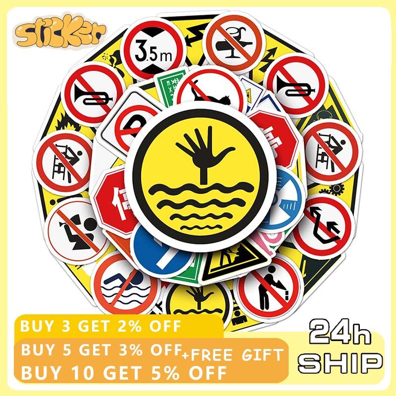 50PCS Danger Banning Signs Warning Stickers DIY Laptop Motorcycle ...