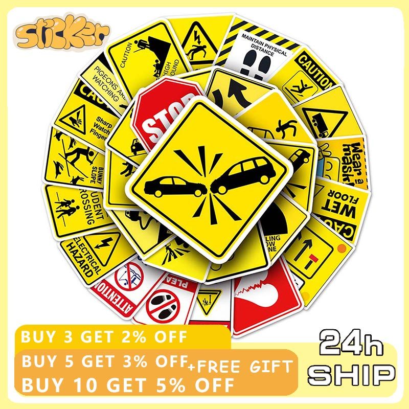 50PCS Warning Stickers Danger Banning Decal DIY Skateboard Fridge ...