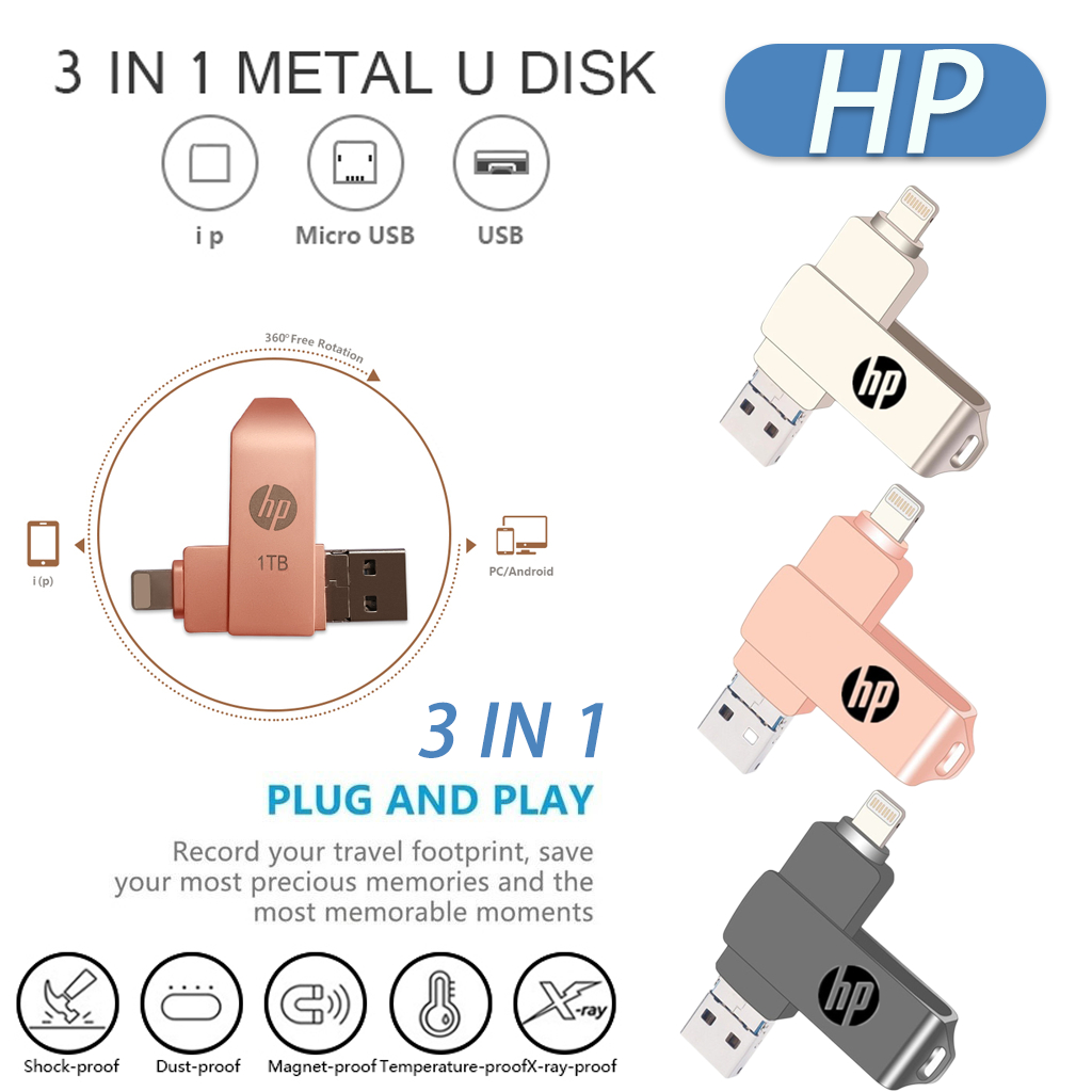 HP USB3.0 4 in 1 OTG Flash Drive Metal Waterproof High speed U Disk ...