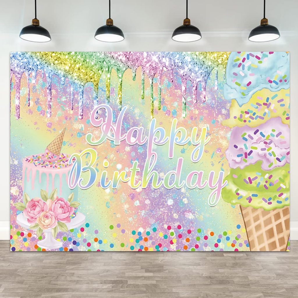 5x3ft Happy Birthday Photography Backdrop Sweet Dessert Pink Floral ...