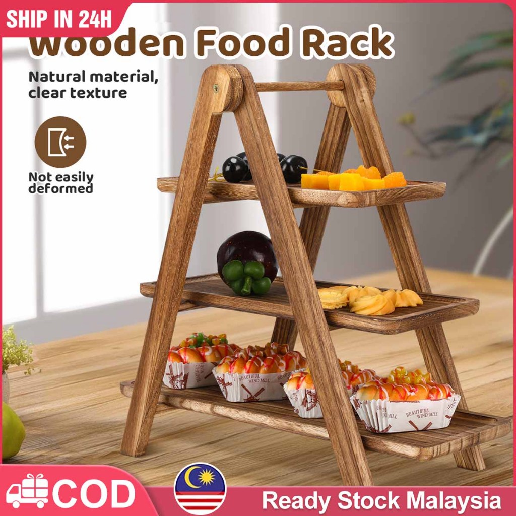 📣1-3Days Delivery📣Dessert Cake Shelves & Racks 3-tiered Wooden Food ...