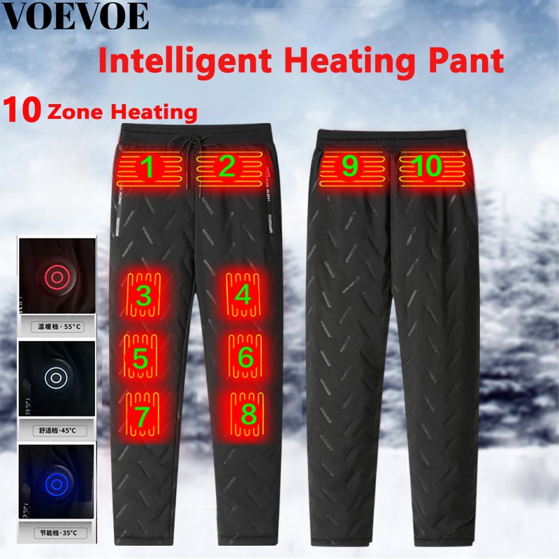 【VOEVOE】Heated Pant, 10 Areas Heating Battery Powered Winter Thermal Pants for Men (Battery Pack ...