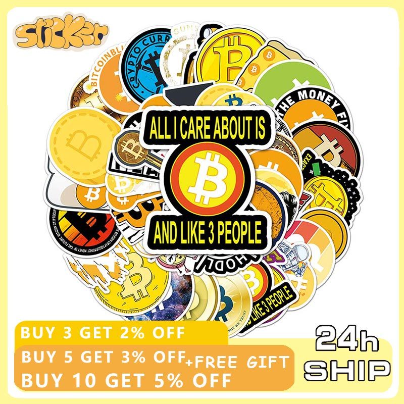 50pcs Bitcoin BTC Stickers Decal Kids Toys DIY Laptop Skateboard ...