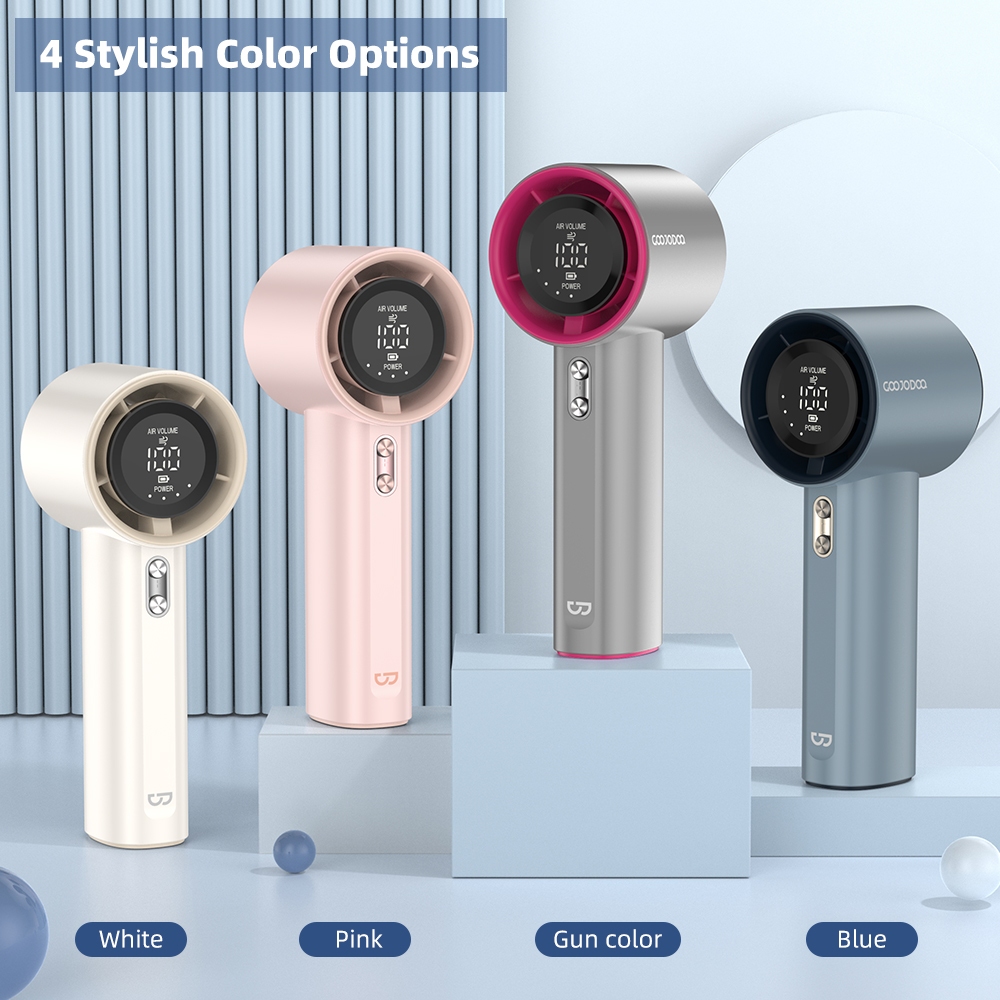 Goojodoq Portable Fan Rechargeable Handheld Jet Fan Strong Wind 100 ...