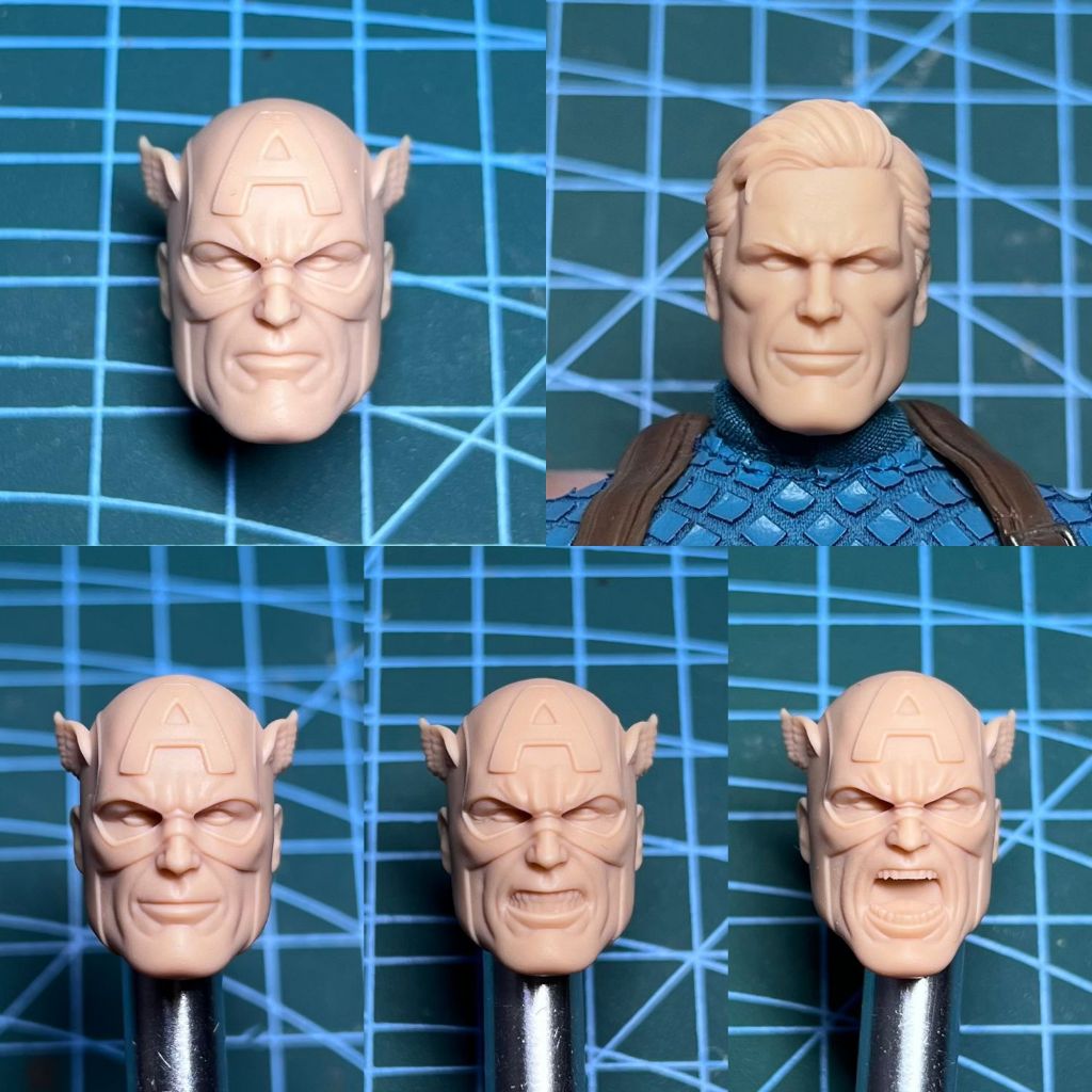 Unpainted 1/12 Scale Captain America Comic Retro Version Head Carved ...