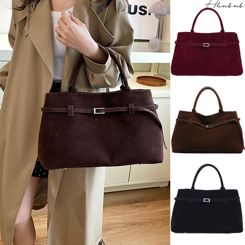 HHnbnb Vintage Suede Tote Bag Women Fashion Frosted Handbag Large ...