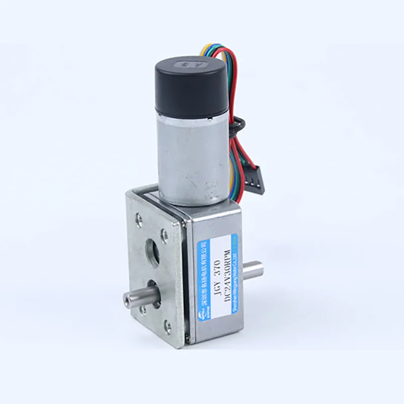12V 24V DC Speed Reduction Motor With Encoder JGY370 Double-shaft Worm ...