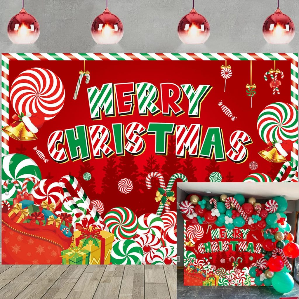 Peppermint Christmas Photography Backdrop Merry Christmas Peppermint ...