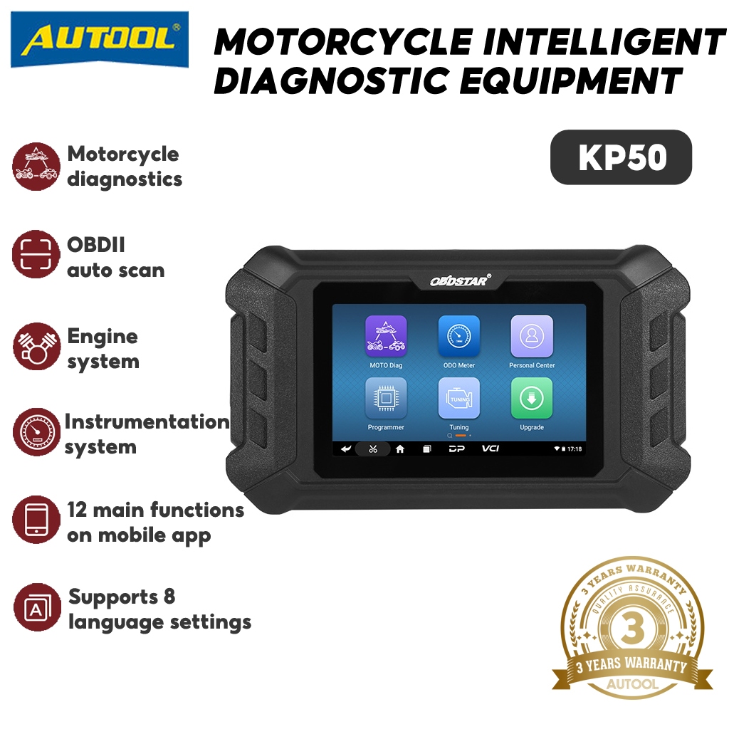 OBDSTAR KP50 Motorcycle Diagnostic Scanner WiFi Read Stored Codes Clear ...