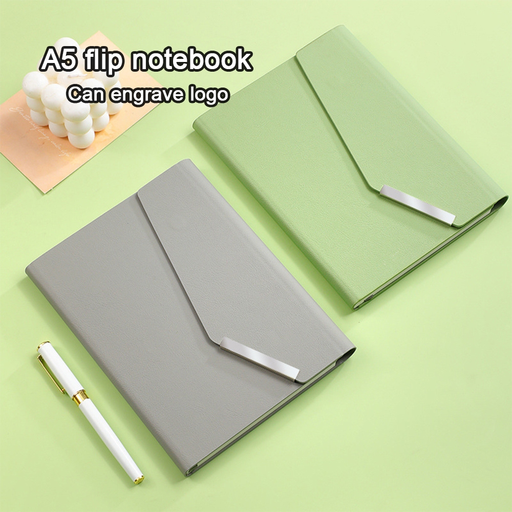 (Can Engrave Logo) A5 leather tri-fold notebook, business meeting ...