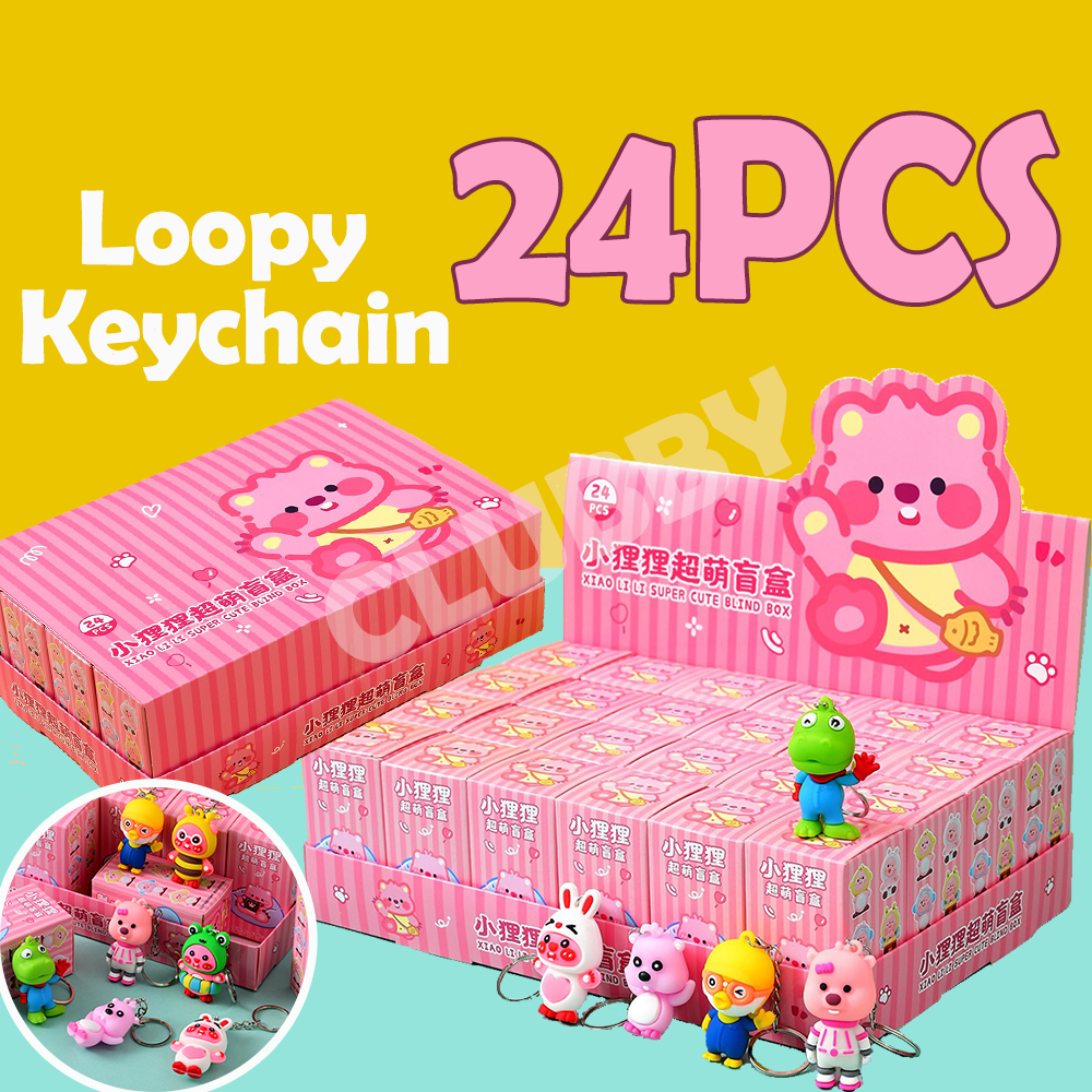 24 Loopy Keychain Blind Box Cute key chain Aksesori beg sekolah cute ...