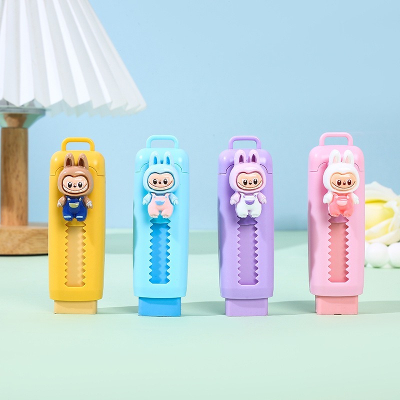 Student cartoon push-pull eraser cute Labubu push eraser 4B drawing ...