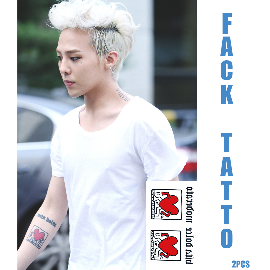 Running Heart Tattoo Sticker Fake Tattoo GD G-Dragon Style | Shopee ...