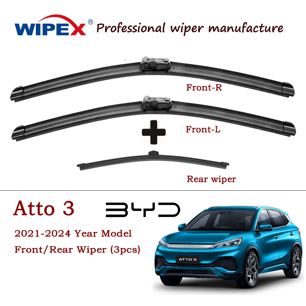 BYD ATTO3 Front Rear Wiper Assembly (Wiper Blade/Rubber) for 2021 to ...