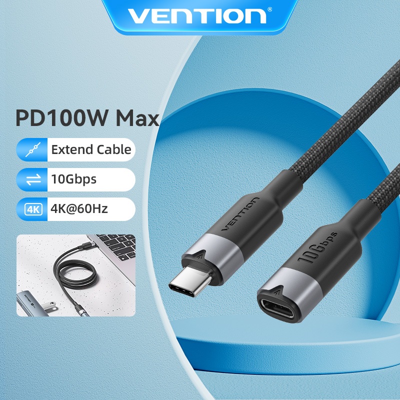 Vention USB Type-C 3.2 Gen2 Male to Female PD 100W Fast Charing ...