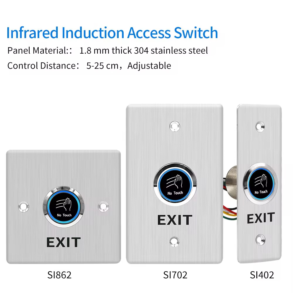 Contactless Infrared No Touch Exit Button IR Door Lock Release Switch Metal Button for Access ...