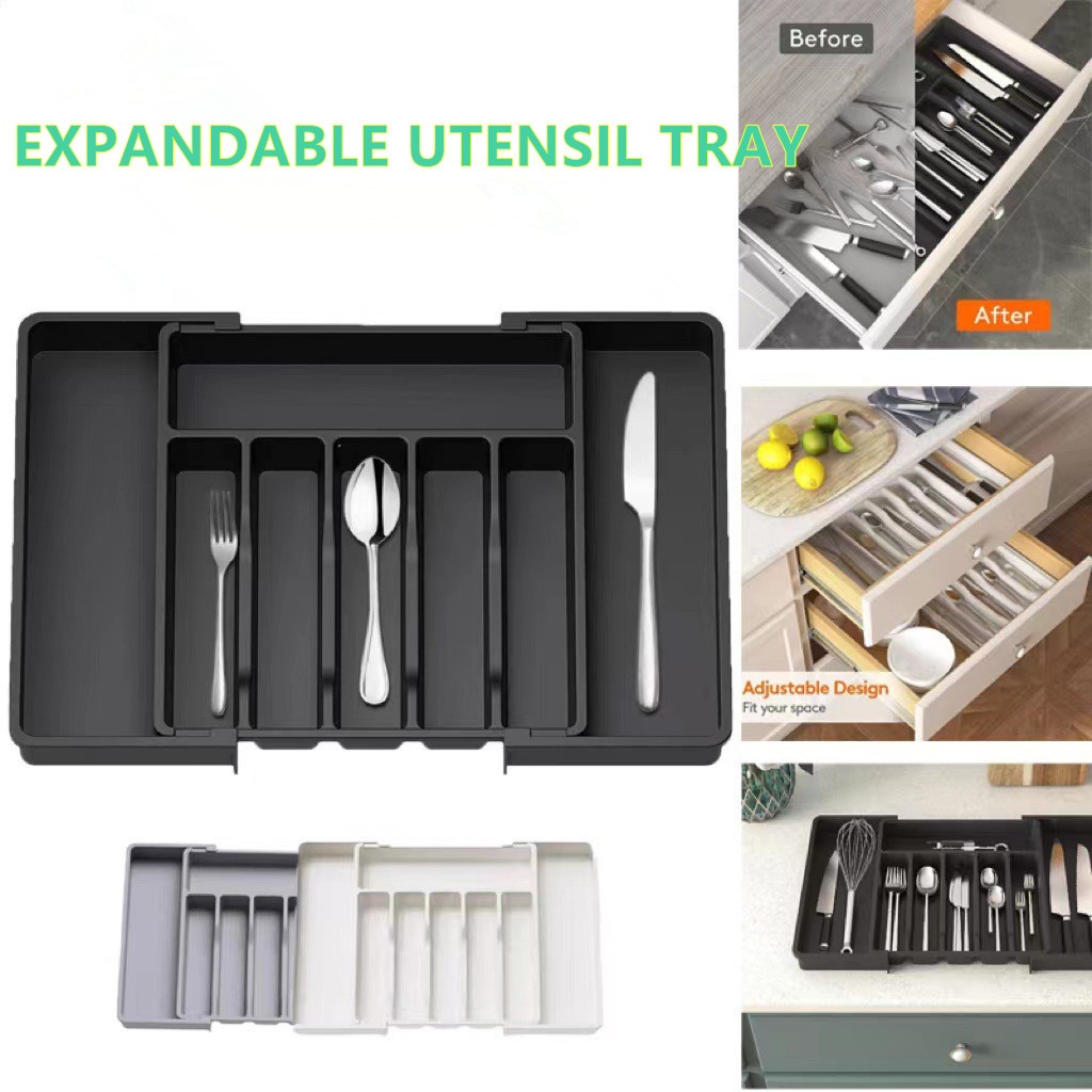 Expandable Utensil Tray Organization Kitchen Drawer Divider Tableware ...