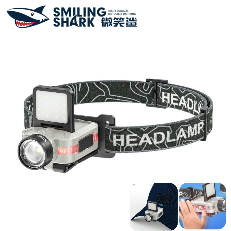 Smiling shark TD0201 LED Headlight Super Bright COB Head Lamp 5Mode ...