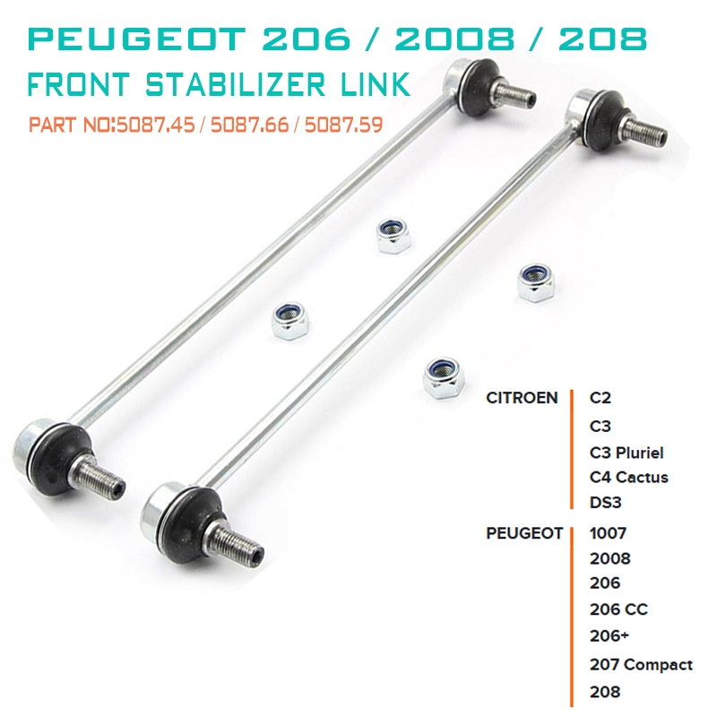 (2pcs)Front stabilizer link Peugeot 206 207 208 2008 Citroen C3 DS3 C4 ...