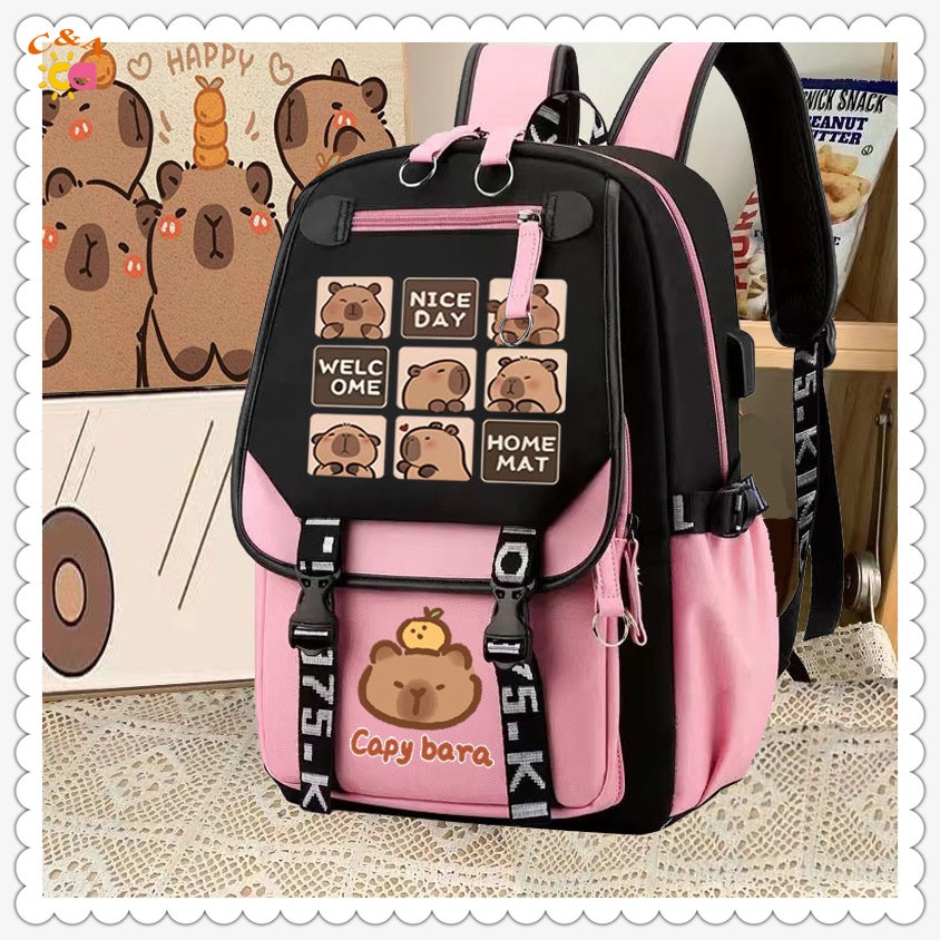 Kapibara Schoolbag Girls Cute Capybara Multifunctional Waterproof Dirt ...