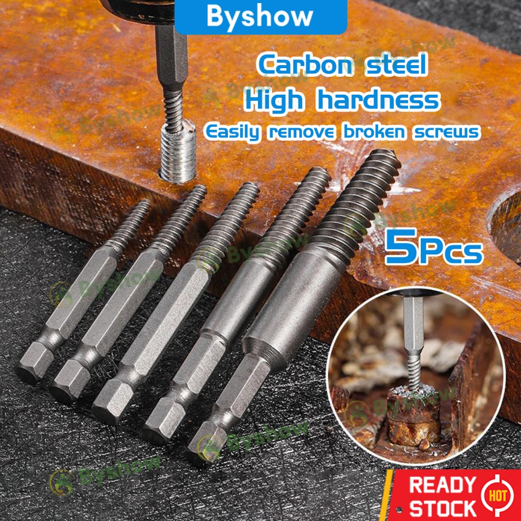 【Byshow】5Pcs/SET Screw Extractor Kit Damaged Screws Damaged Removal ...