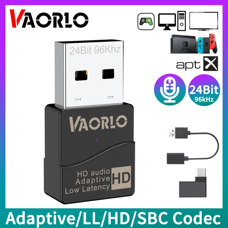 Original VAORLO KB8P KB9P 16-24Bit USB Bluetooth 5.2 Audio Transmitter Adaptive HD LL SBC 40ms ...